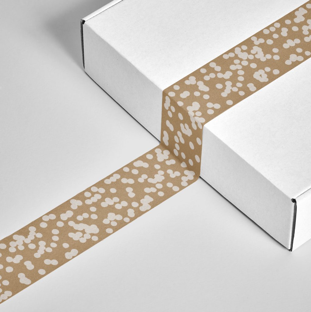 50mm White Spotty Dotty Brown Paper Tape ~ INKKIN
