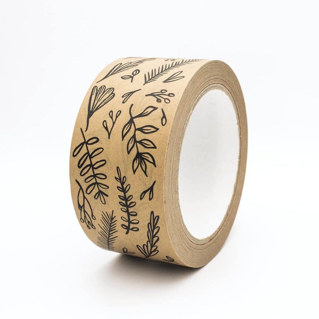 BLACK BOTANICAL / BROWN PAPER PACKING TAPE [50mm] ~ INKKIN